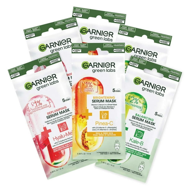 GARNIER Green Labs Biodegradable Face Masks Beauty, 5 Minute Skin Care ...