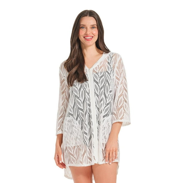 Krista Women's Hooded Mesh Cover-Up Swimwear Lightweight Beachwear ...