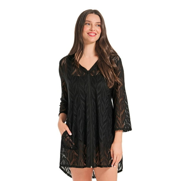 Krista Women's Hooded Mesh Cover-Up Swimwear Lightweight Beachwear ...