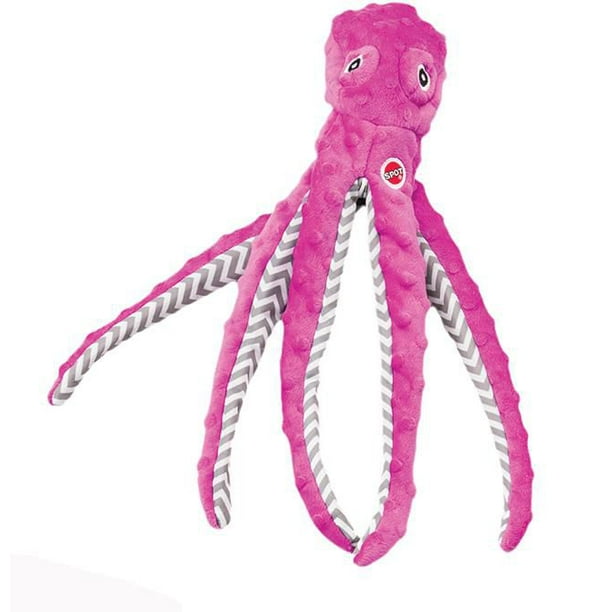 SPOT Skinneeez Extreme Purple Octopus Stuffing Free Plush Tug Dog Toy ...