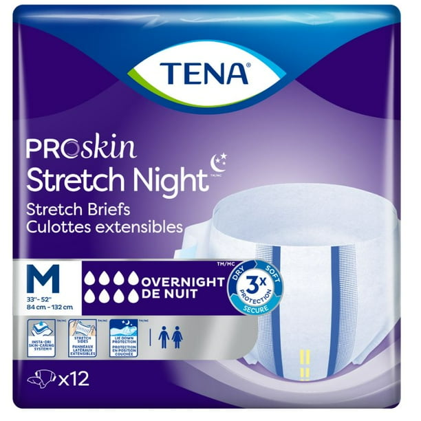TENA ProSkin Stretch Night Brief Unisex M 12ct., Protect against ...