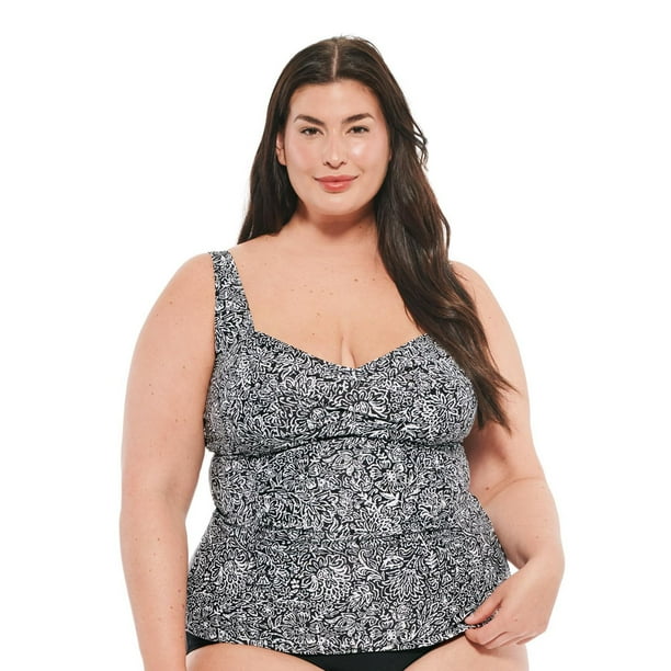 Krista Plus Crossover Ruched Sweetheart Neckline Tankini Women's Swim ...