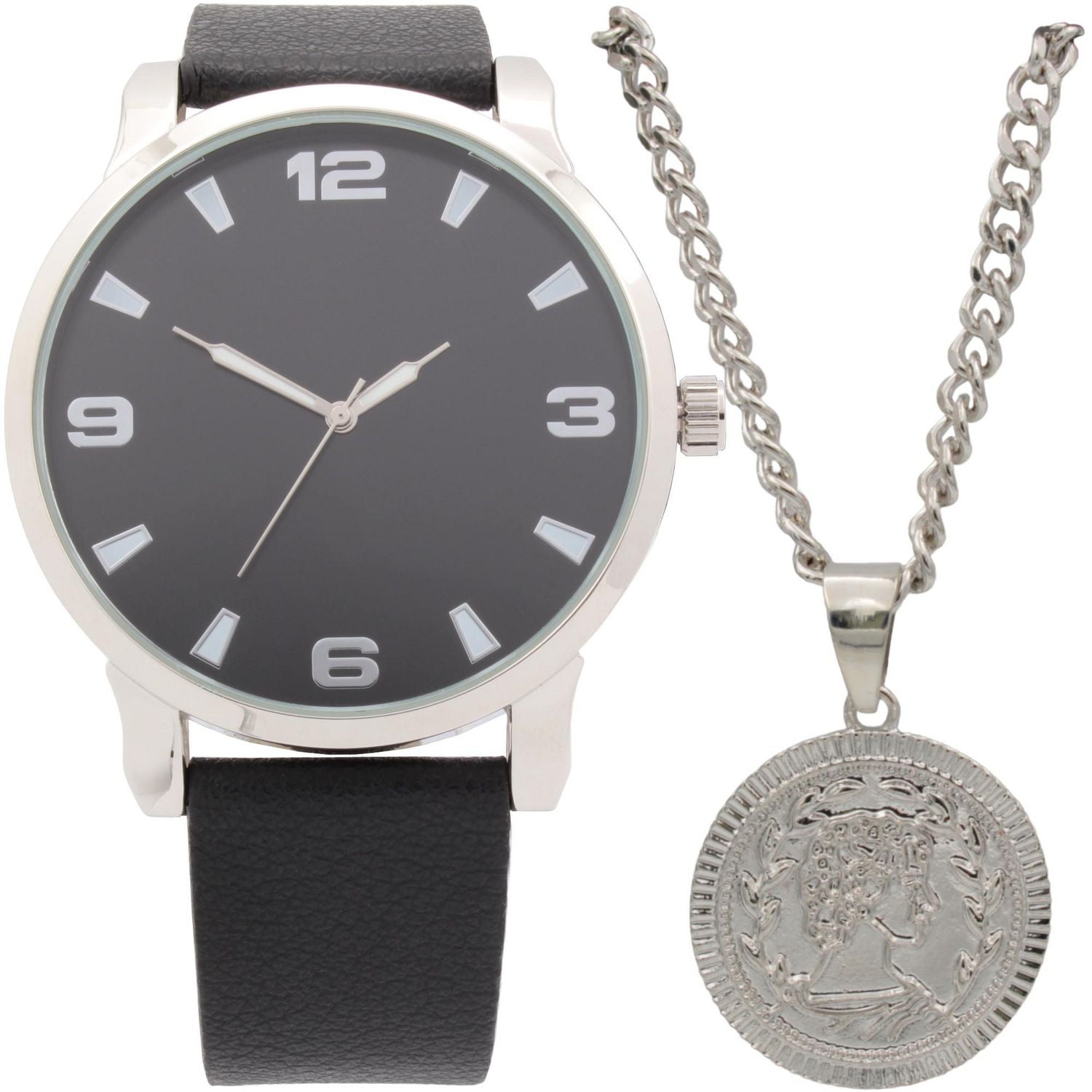 Click here for Mens Easy Read Analog Black Pu Strap Watch With Si... prices