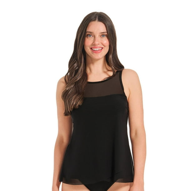 Krista Women's High-Neck Mesh Flare Tankini Swim Top - Walmart.ca