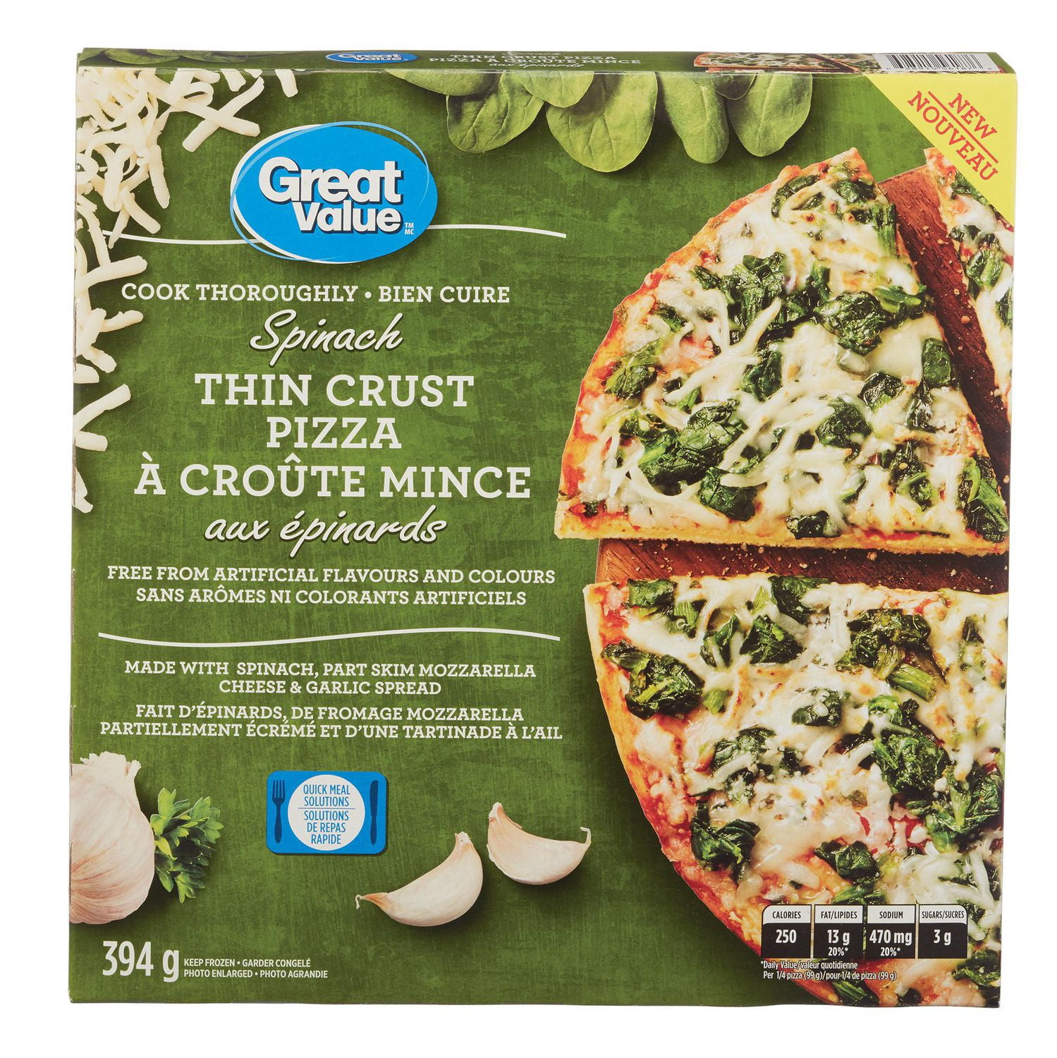 Great Value Spinach Thin Crust Pizza | Walmart Canada