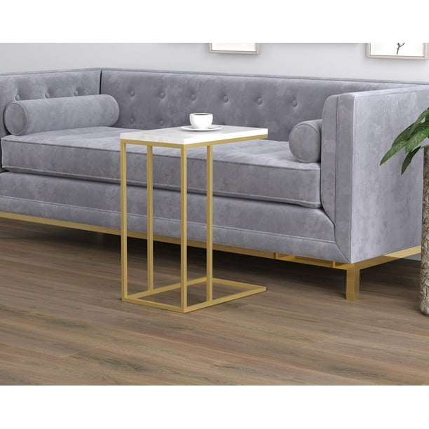 Safdie & Co. Accent Table C-Shaped Marble Gold Metal - Walmart.ca