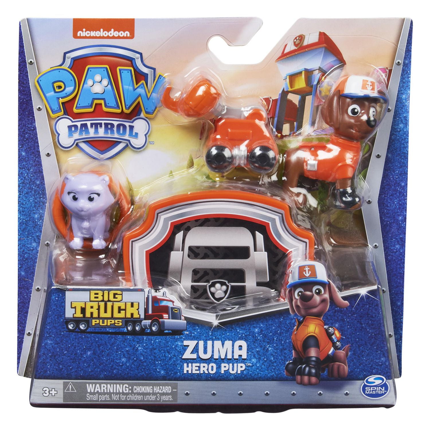 PAW Patrol Big Truck Pups Zuma Action Figure with Clip on Rescue Drone Command Center Pod and Animal Friend Kids Toys Ages 3 and up Walmart