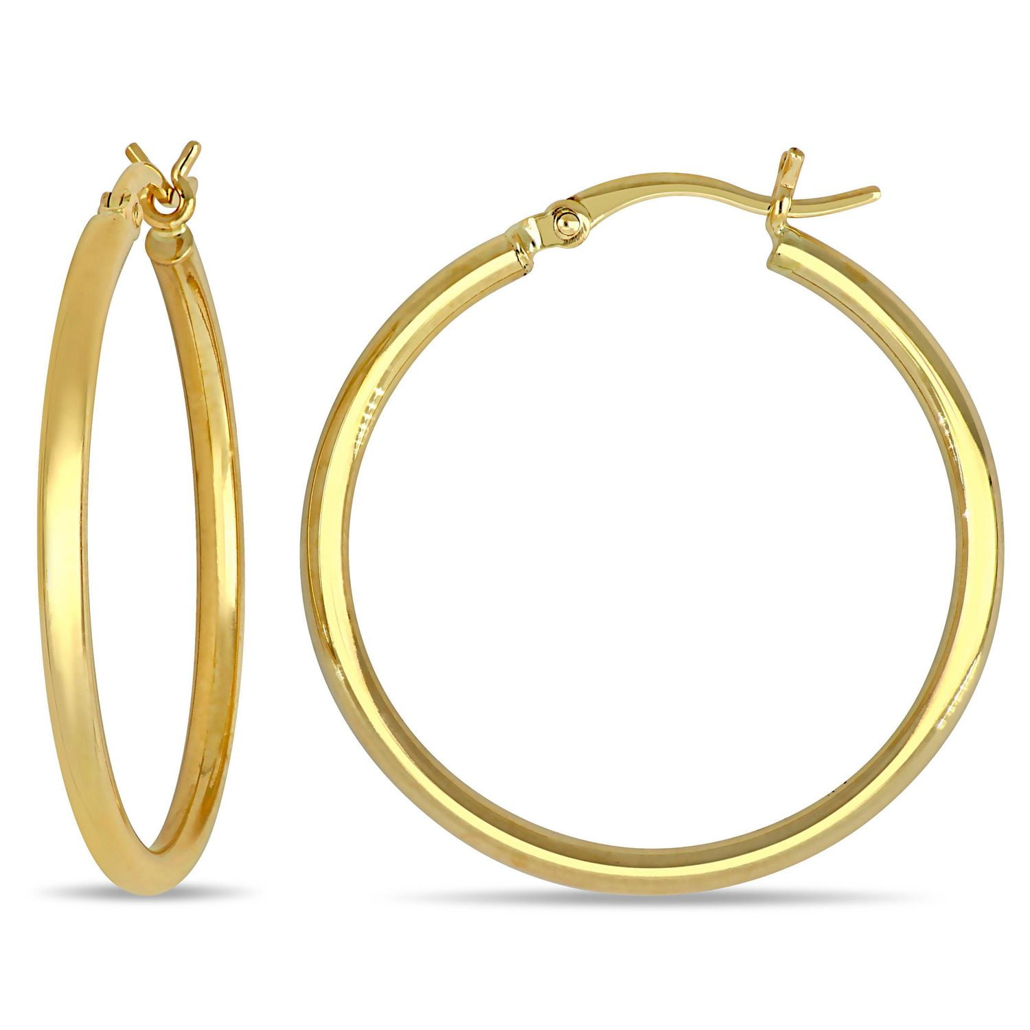 Click here for Miabella 10k Yellow Gold 30mm Hoop Earrings One Si... prices