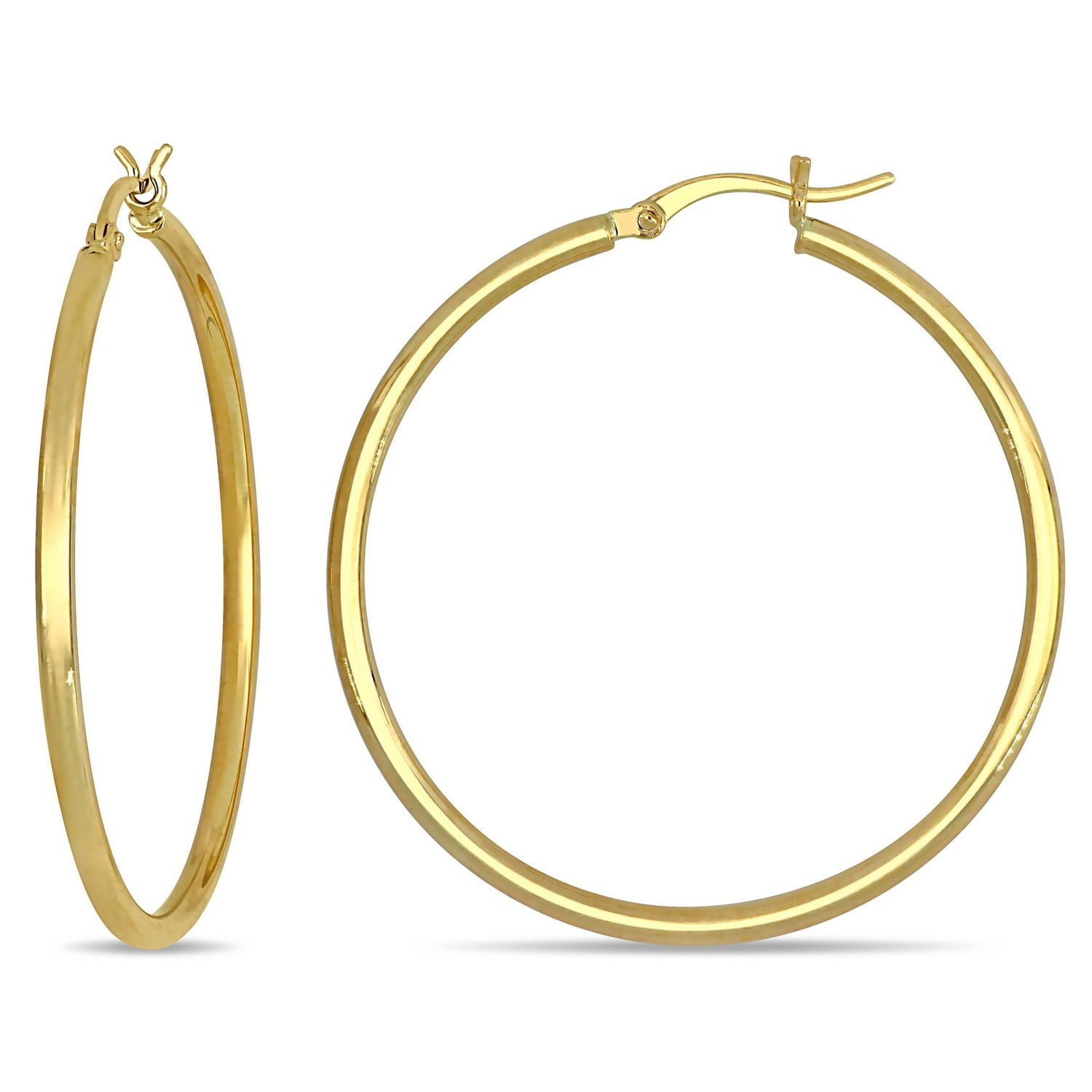Click here for Miabella 10k Yellow Gold 40mm Hoop Earrings One Si... prices