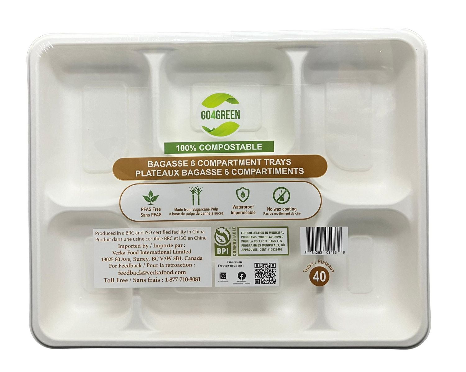 Go4Green 6 Compartment Bagasse Trays, Go4Green 6 Compartment Bagasse Trays - Walmart.ca