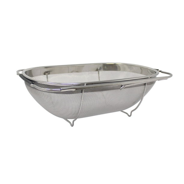 Stainless Steel Oval Colander with Expandable Rubber Grip Handle ...