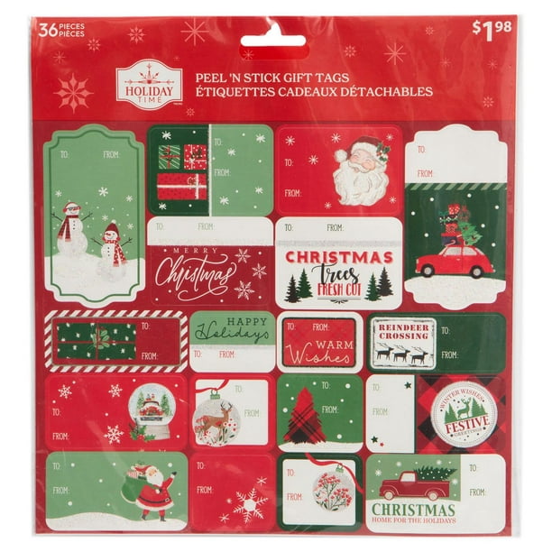 Holiday Time 36 Count Peel and Stick Santa Cookies Gift Tags - Walmart.ca
