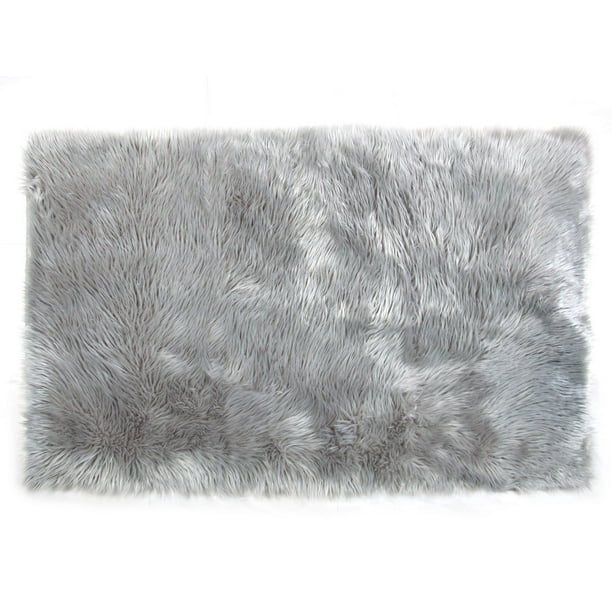 Mainstays Kids Faux Fur Rug, Gray – 30 Inch x 45 Inch, Soft and Cozy ...