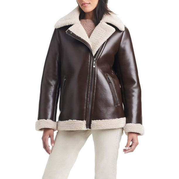 Sam & Libby Women's Faux Leather & Sherpa Bonded Jacket - Walmart.ca