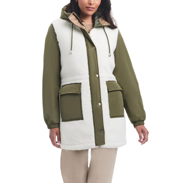 Sam & Libby Mid-length parka with sherpa front panel - Walmart.ca