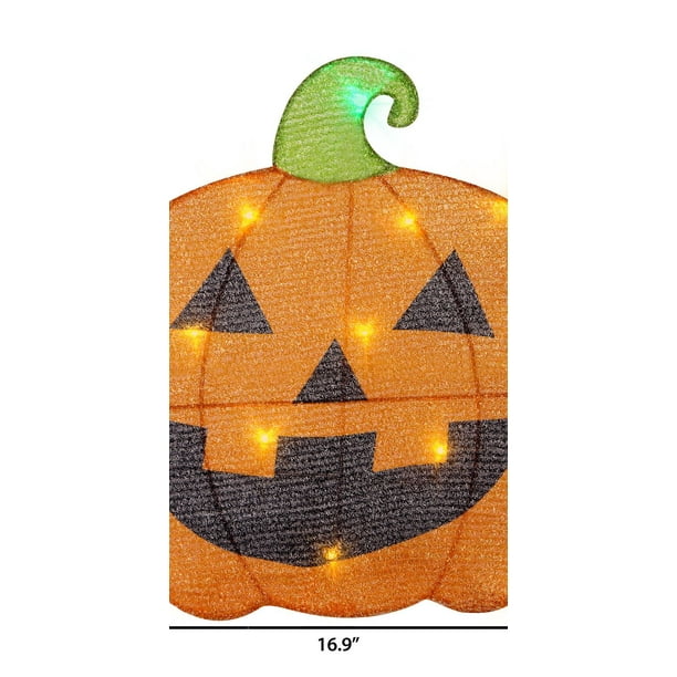 18” Halloween Lighted Yard Décor Easel Round Jack o' Lantern (Orange ...