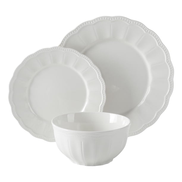 Hometrends 12 Piece Scallop Rim Dinnerware Set - Walmart.ca