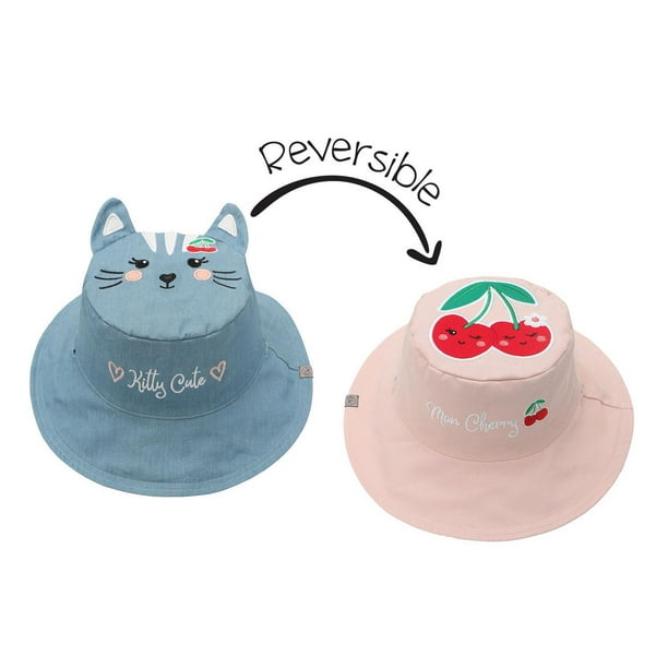 FlapJackKids - Reversible Baby, Kids & Toddler Sun Hat - Cat & Cherry ...