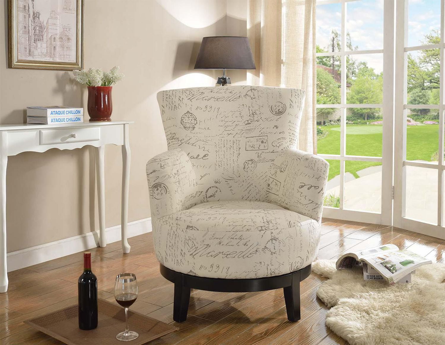 Nathaniel Home Lillian Swivel Accent Chair, Graffiti Pattern | Walmart ...