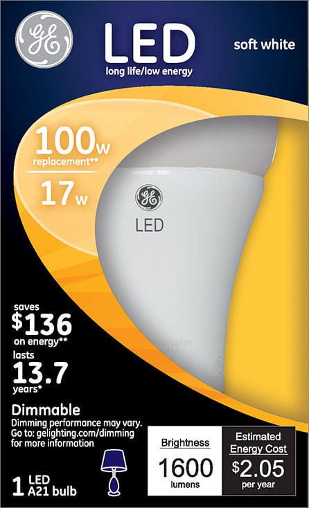 General Electric 17W Soft White LED Bulb A21 - 1 Pack | Walmart Canada