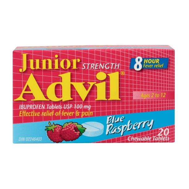 Junior Strength Advil Chewable Tablets Blue Raspberry 20s, 20 count ...