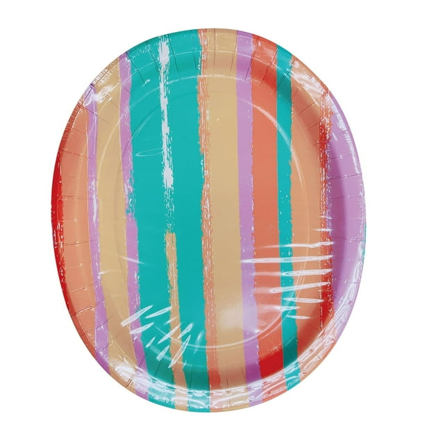 Stripes Oval Paper Plates, 8CT - Walmart.ca