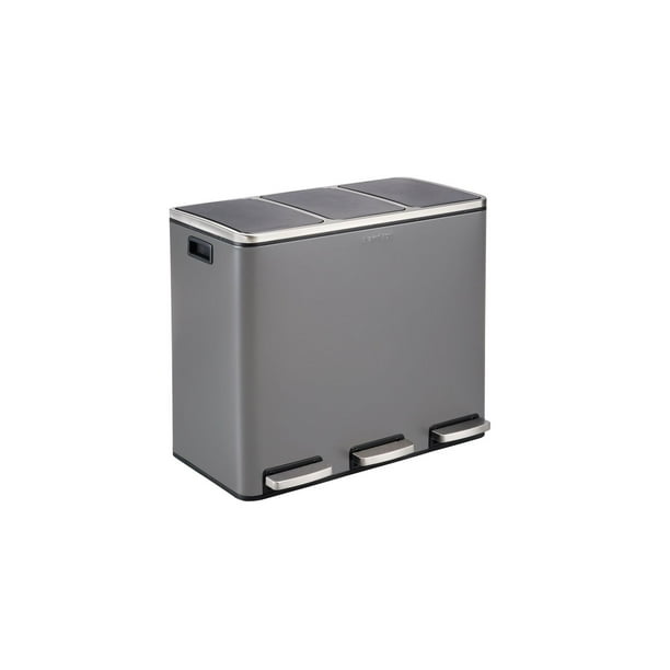 The Step N' Sort 3 x 18L, Triple Compartment Trash and Recycling Bin ...