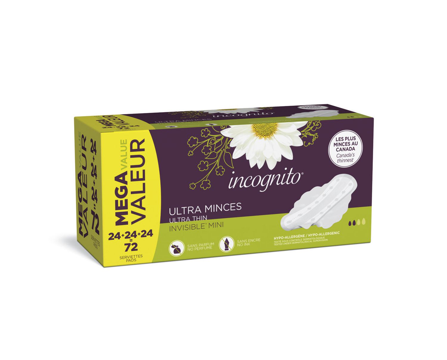 Incognito Ultra Thin Invisible Mega Value Pack Mini Winged Pads ...