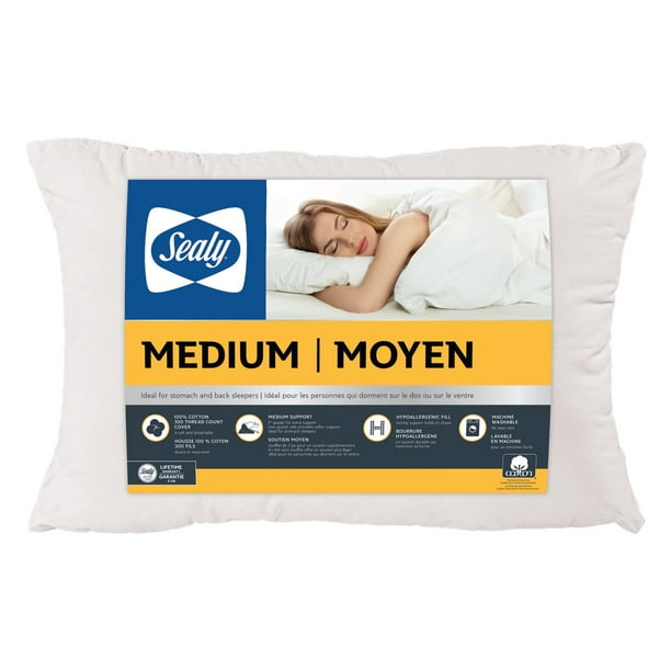 Sealy Prestige Cotton Medium Support Pillow, 2 pack, King - Walmart.ca
