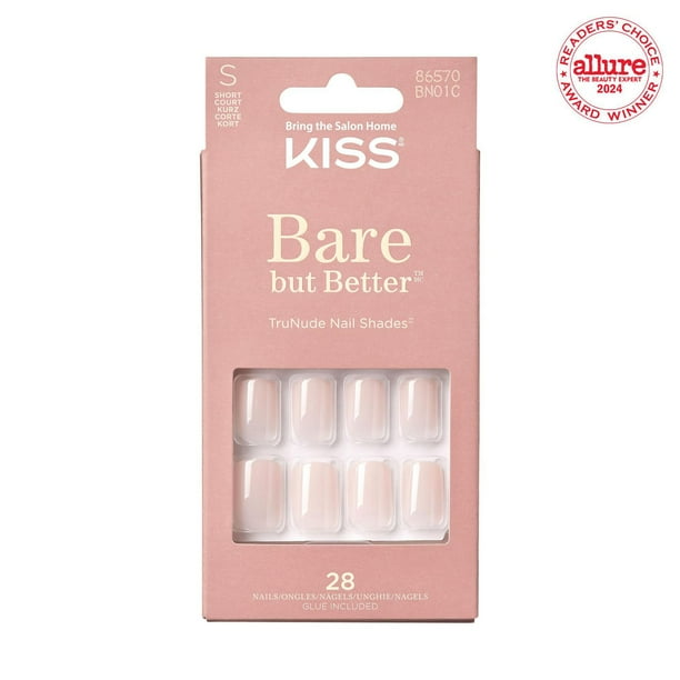 KISS Bare but Better Nails - Fake Nail, 28 Count, Short, Ready-to-wear ...