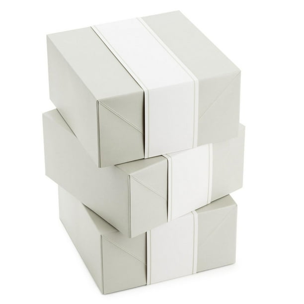 Hallmark 8" Medium Pearl White Gift Boxes with Wrap Bands (3 Boxes, 3 ...