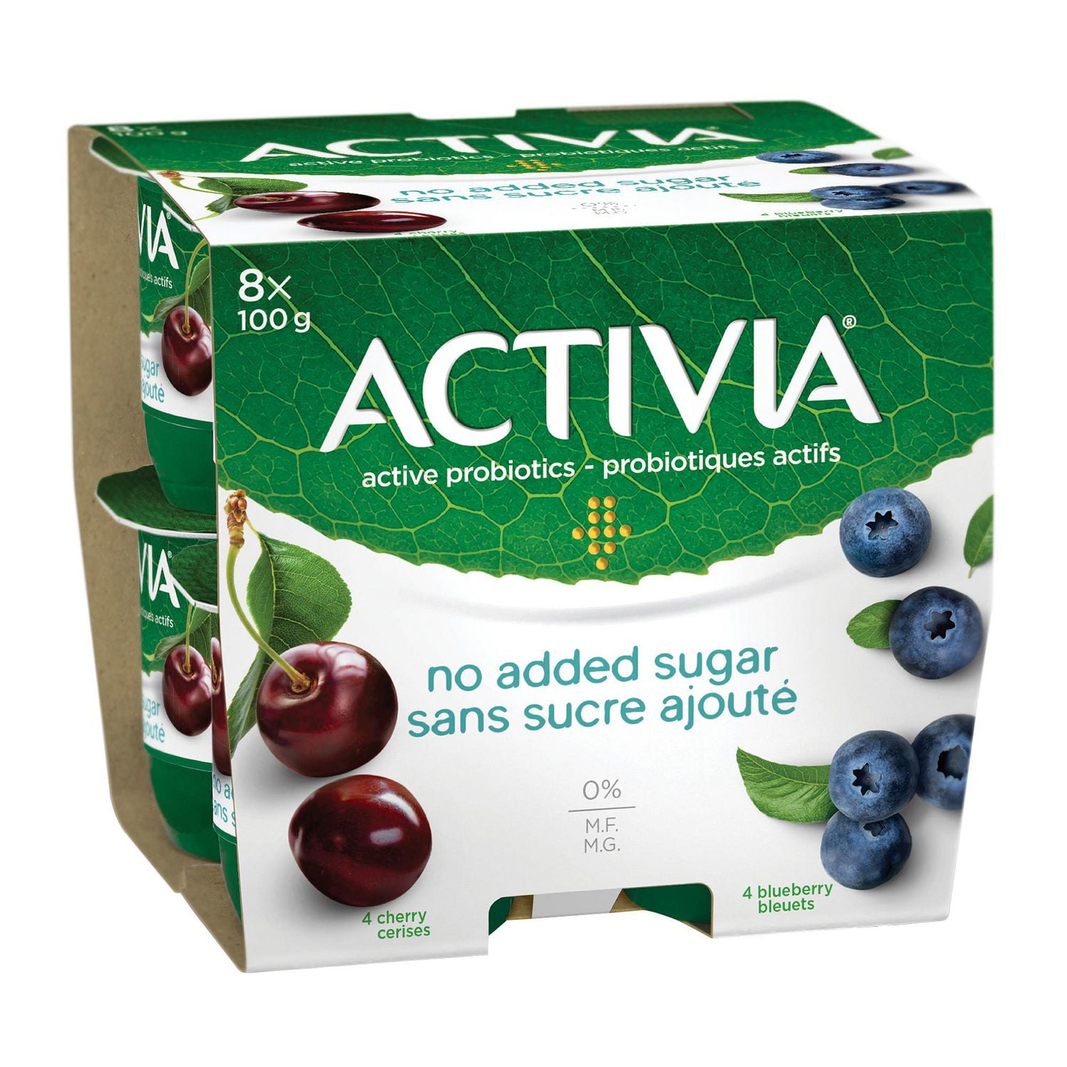 Activia Yogurt with Probiotics, Fat Free 0% M.F., Blueberry/Cherry ...