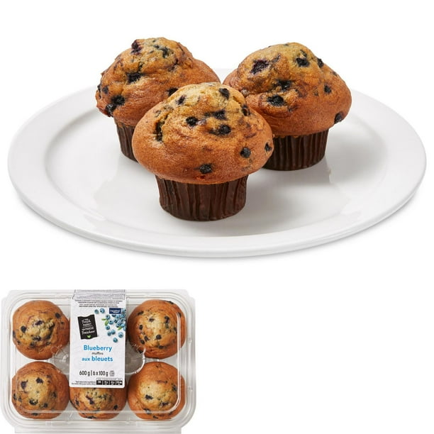 Your Fresh Market Blueberry Muffins, 6 muffins, 600 g total - Walmart.ca