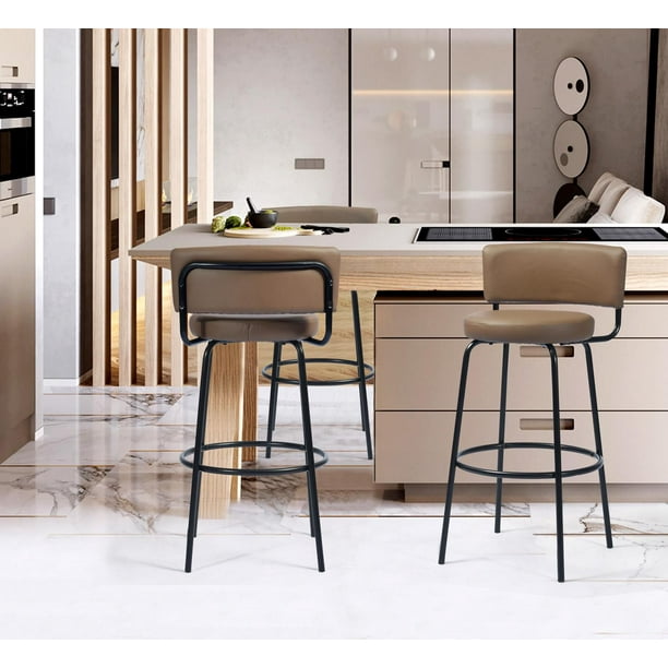 Homylin Mid-Century Modern PU Bar Stools Set of 2, 28.7 Inch - Walmart.ca