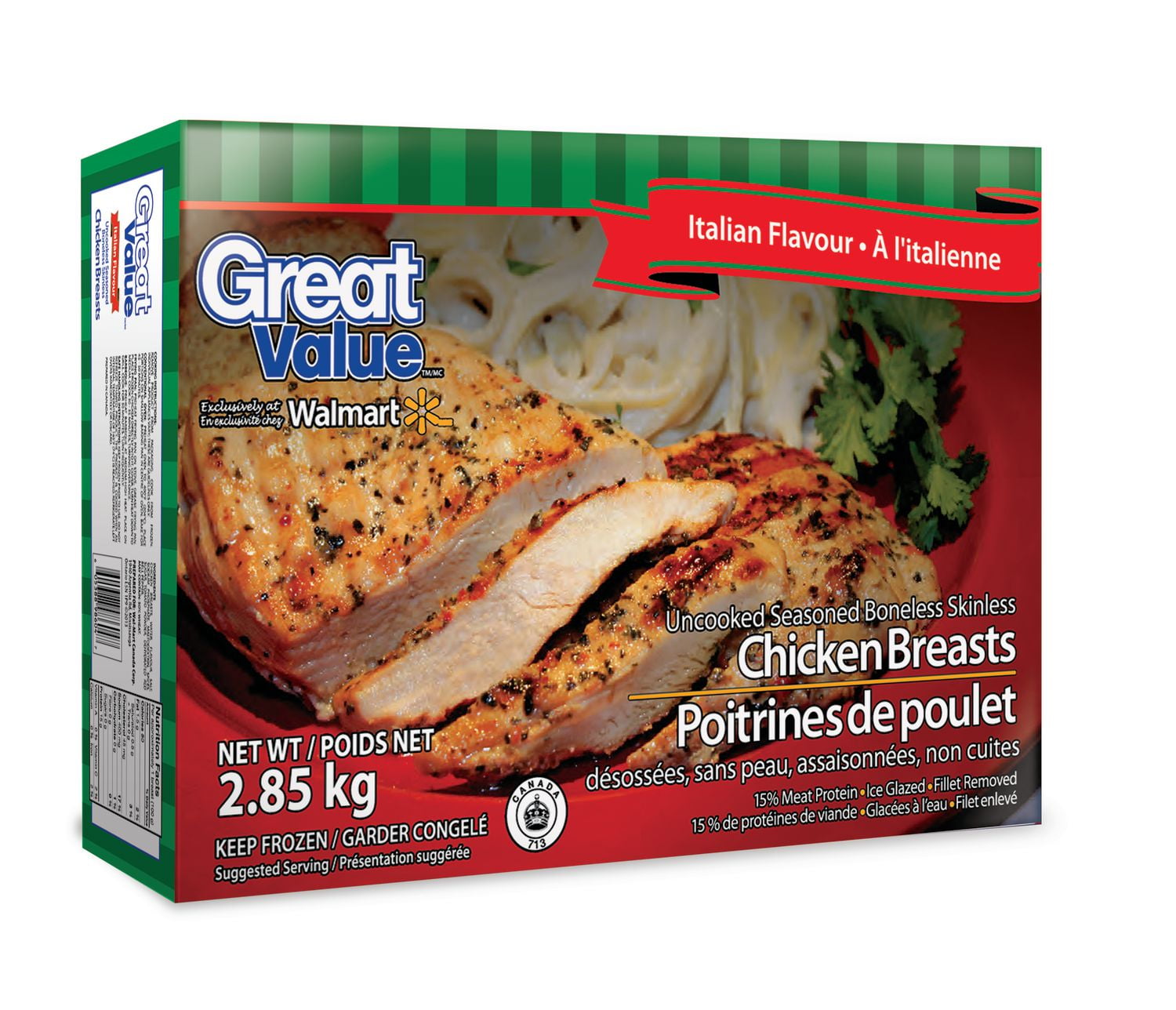 Great Value Uncooked Seasoned Boneless Skinless Chicken Breasts ...