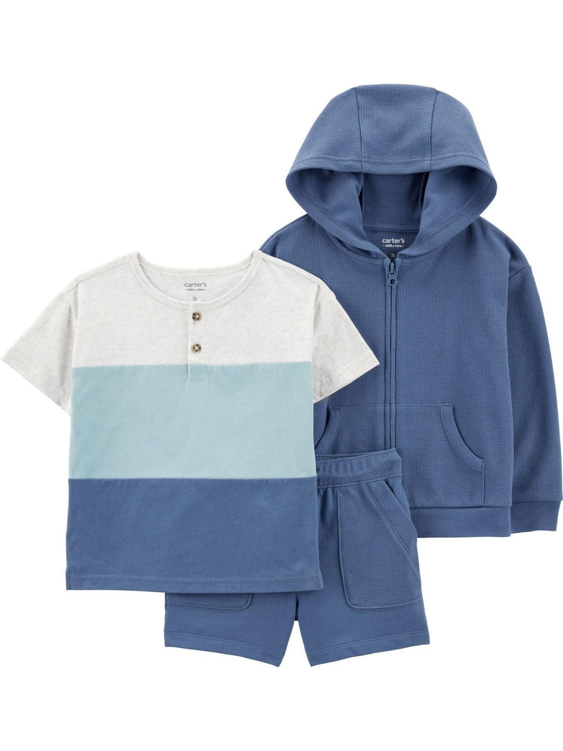Carter's Child of Mine Toddler Boys' Navy Blue Colorblock 3 Piece Set ...