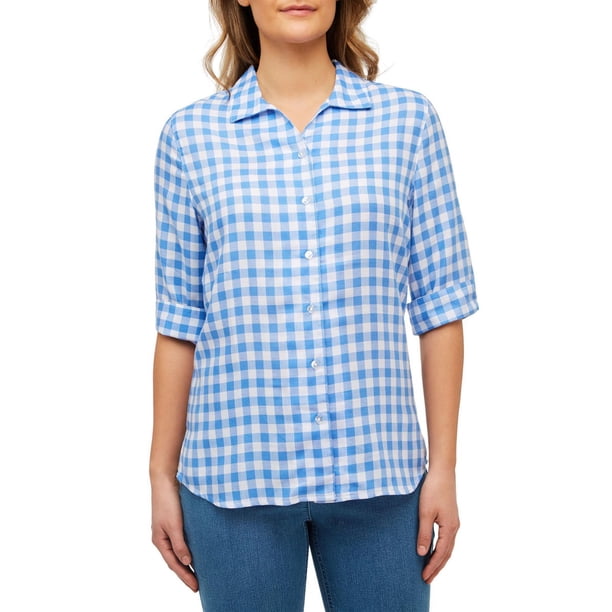 ALia Women's Plus Size 3/4 Sleeve Soft Twill Blouse - Walmart.ca