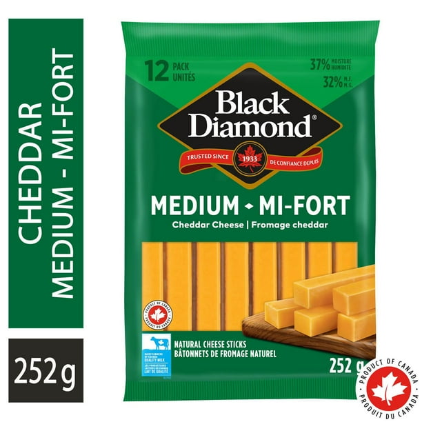 Black Diamond Natural Cheese Sticks Medium Cheddar, 12 units, Pack of ...