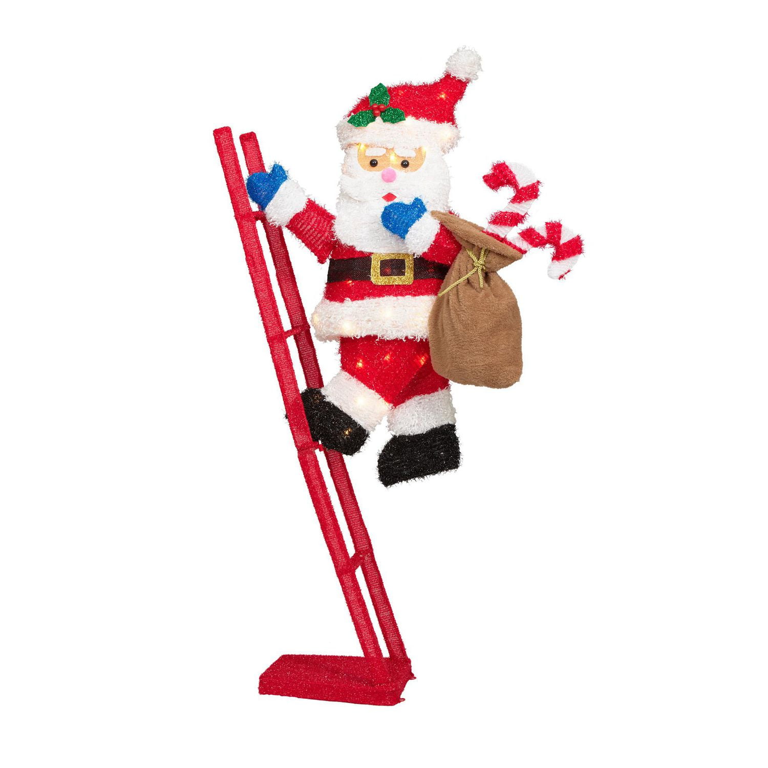 Holiday Time 48" Indoor Outdoor Lighted Santa Climbing Ladder | Walmart ...