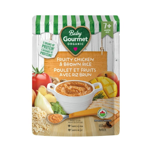 Baby Gourmet Organic Meal Fruity Chicken & Brown Rice, Puree - 128 mL ...