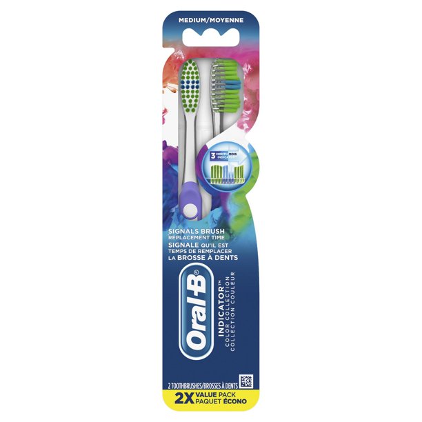 Oral-B Indicator Contour Clean Toothbrushes, Medium, 2 Count - Walmart.ca