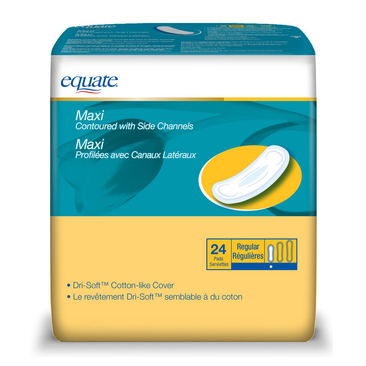 Equate Contoured Maxi Pads with Side Channels | Walmart Canada