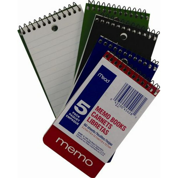 Mead Memo Books, 5 X 3, 120 Page, 5/Pack, Memo Book - Walmart.ca