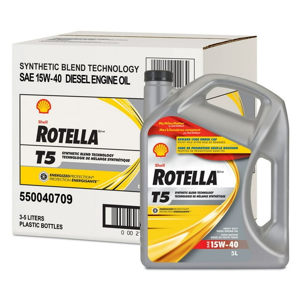 Shell Rotella T5 Synthetic Blend SAE 15W-40 Heavy Duty Diesel Engine ...