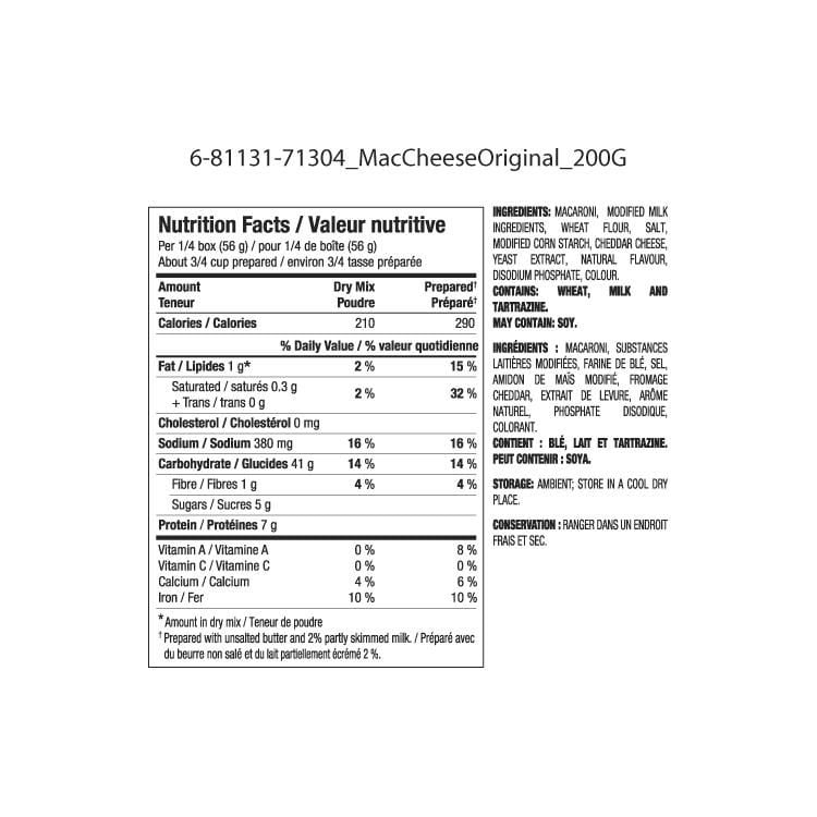 Great Value Original Macaroni & Cheese Dinner | Walmart Canada