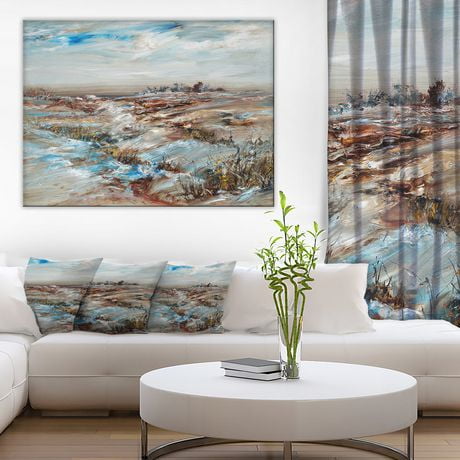 Click here for Design Art Snowy Landscape Canvas Print Brown Inch... prices