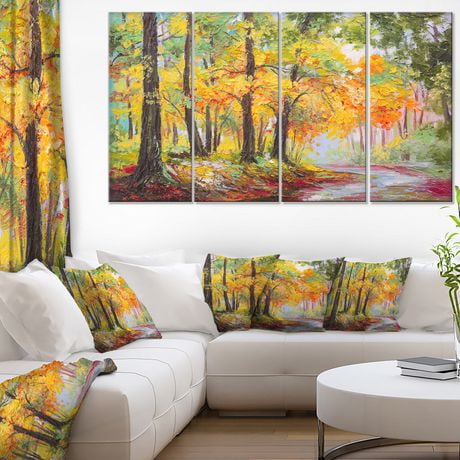Click here for Design Art Colorful Autumn Forest Canvas Print Yel... prices