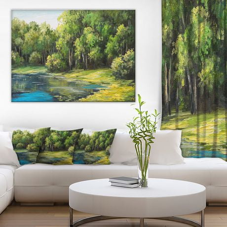 Click here for Design Art Summer Day Lake In Forest Canvas Print... prices