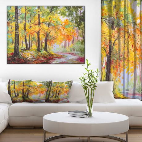 Click here for Design Art Colorful Autumn Forest Canvas Print Yel... prices