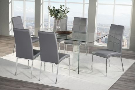 Click here for Topline Home Furnishings Grey Leatherette Dining C... prices